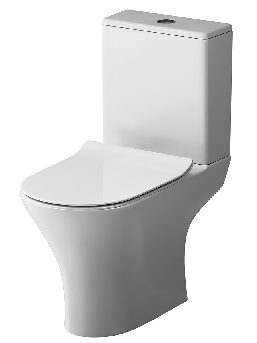 Унитаз-компакт AM.PM Sense 350х770х650 безободковый, антивсплек, сиденье микролифт, белый C748600SC