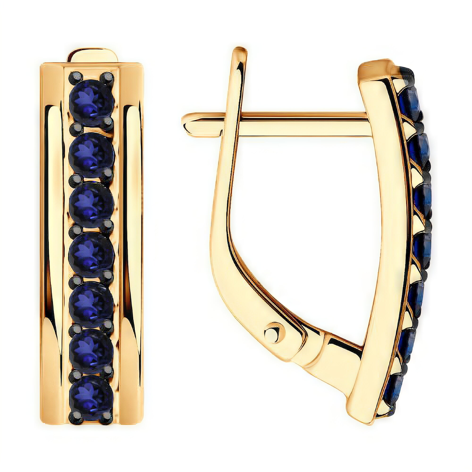 Серьги, красное золото, 585 проба, сапфир