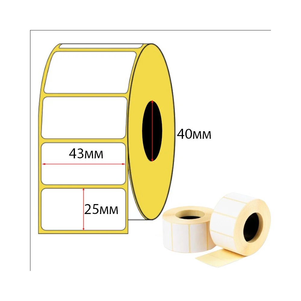 Термоэтикетка Label-Sticker ЭКО 43x25x1000 мм, 16 шт. в упаковке 00206/1000/16 для маркировки любых