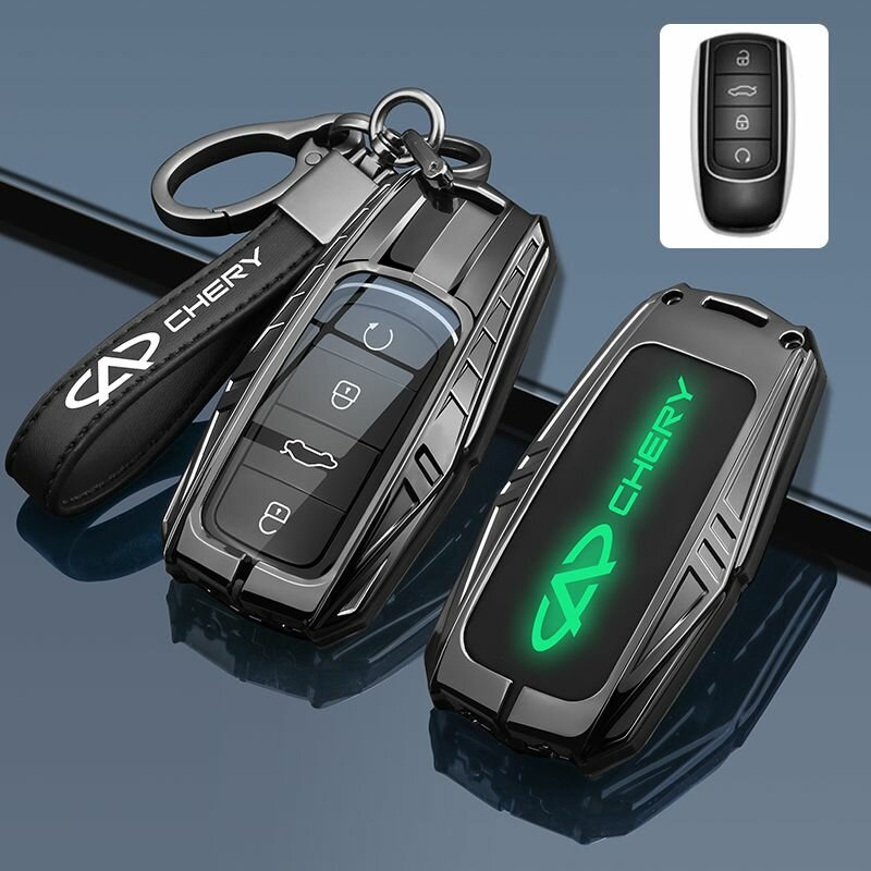 Стильный чехол для ключей от машины Chery подходит для Chery Tiggo 8Pro Tiggo 8plus 5plus 7pro Arrizo, мужской брелок черного, серебристого цвета