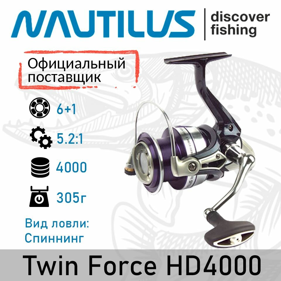 Катушка спиннинговая Nautilus Twin Force HD4000