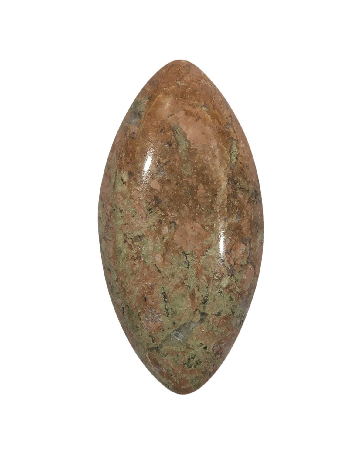 Кабошон Унакит, размер: 50х25х7 мм, натуральный минерал.