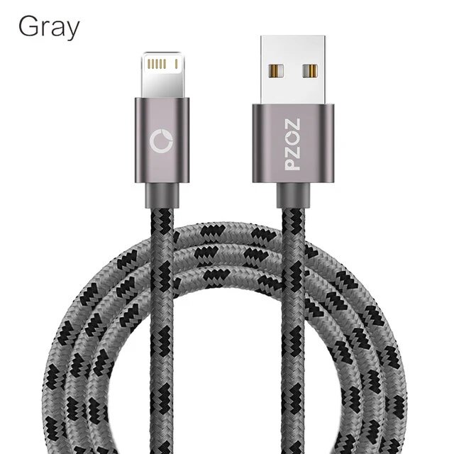 PZOZ Usb кабель зарядка для iphone кабель 14 13 12 11 pro max Xs Xr X SE 2 8 7 6 plus 6s 5s ipad air mini 4 Быстрая Зарядка Кабели зарядное устройство для iphone провод для зарядки аксессуары 1m 2m 1m, Gray