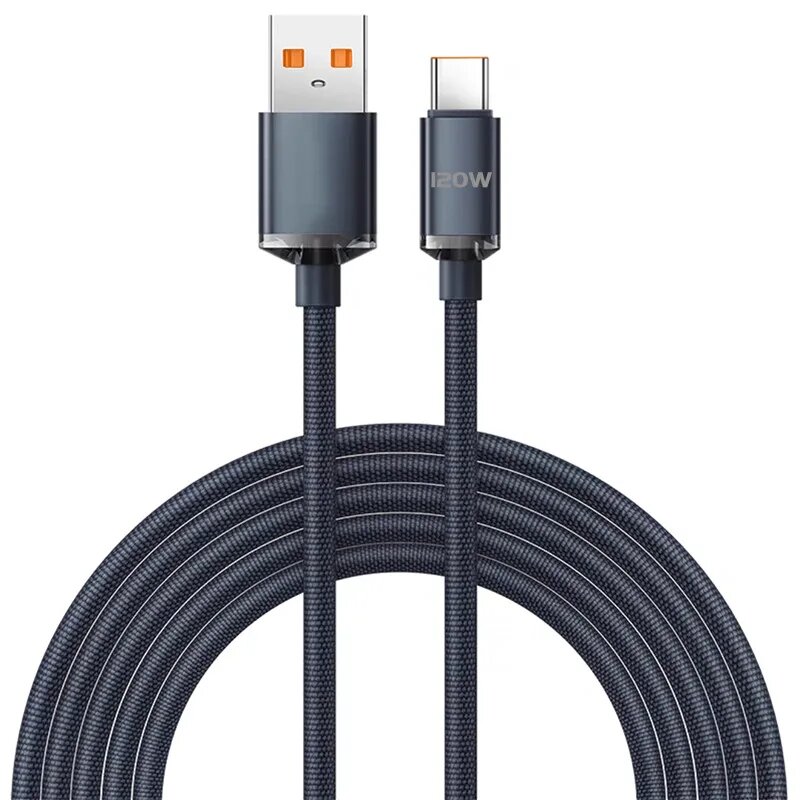 Кабель USB-C на USB-A 120W 6A 1м, USB Black