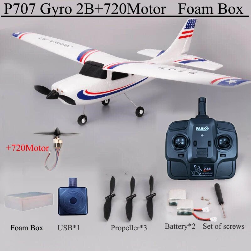 WLTOYS Радиоуправляемый самолет P707G Cessna 182 Белый, Gyro 2B Motor1