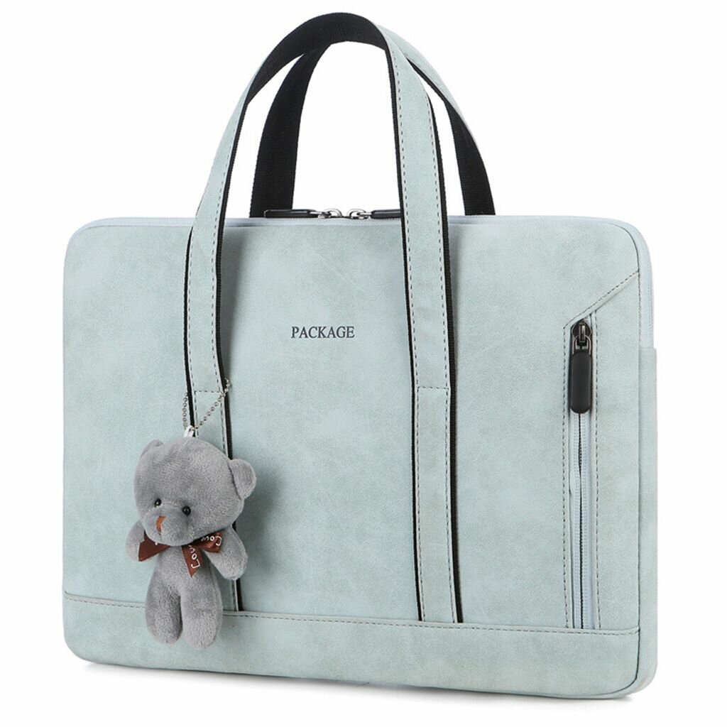 (1) Сумка для Macbook Laptop PU Inner Bag - светло-голубая с медведем - 13 дюймов