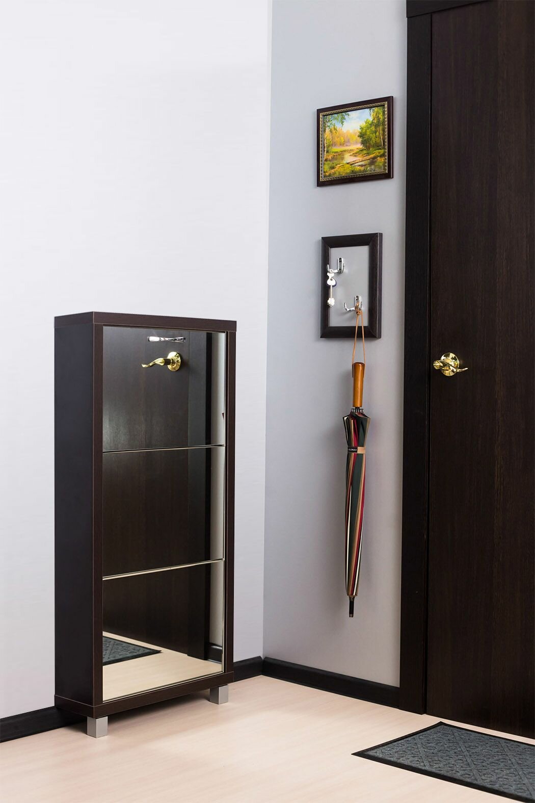 Обувница Люкс, 54,5 см х 107см х 19см, ЛДСП, крепление к стенке