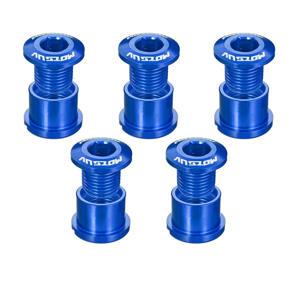 MOTSUV Болты для велосипедной звезды 4/5 шт, алюминиевые, 4.9/6.4 мм Синий, Double 6.4mm, 5pcs Blue