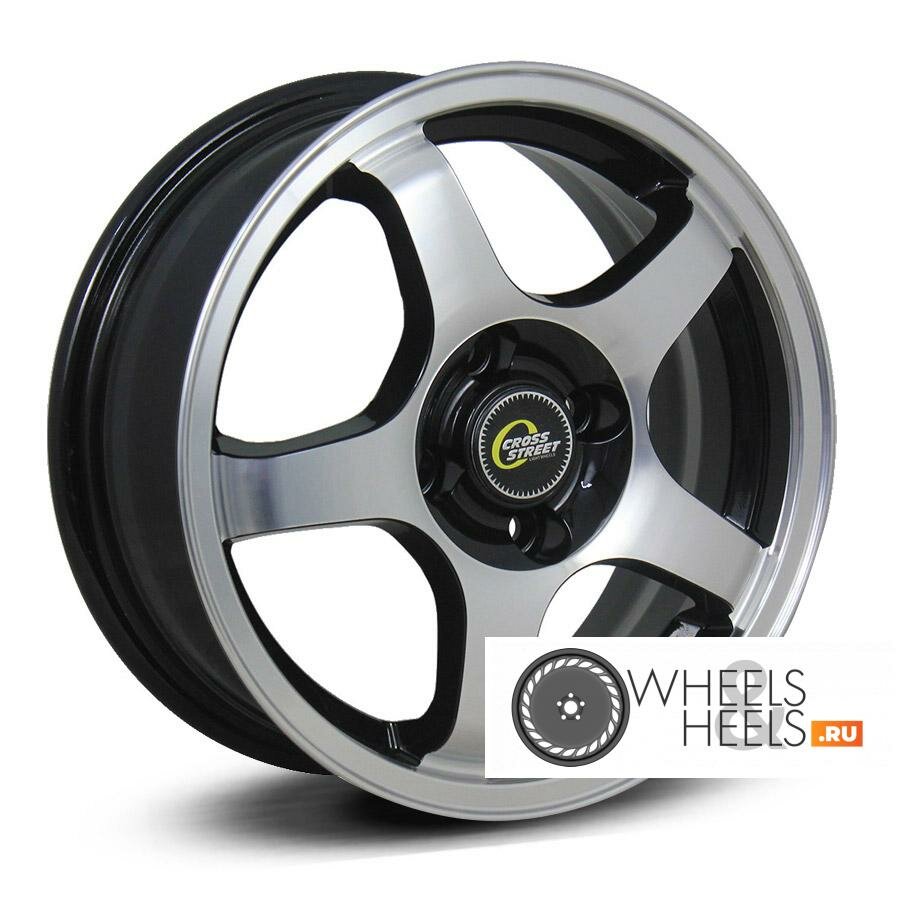 Диск автомобильный литой Cross Street CR-14 16x6.5 5x110 et37 dia65.1 Черный с полированной лицевой поверхностью