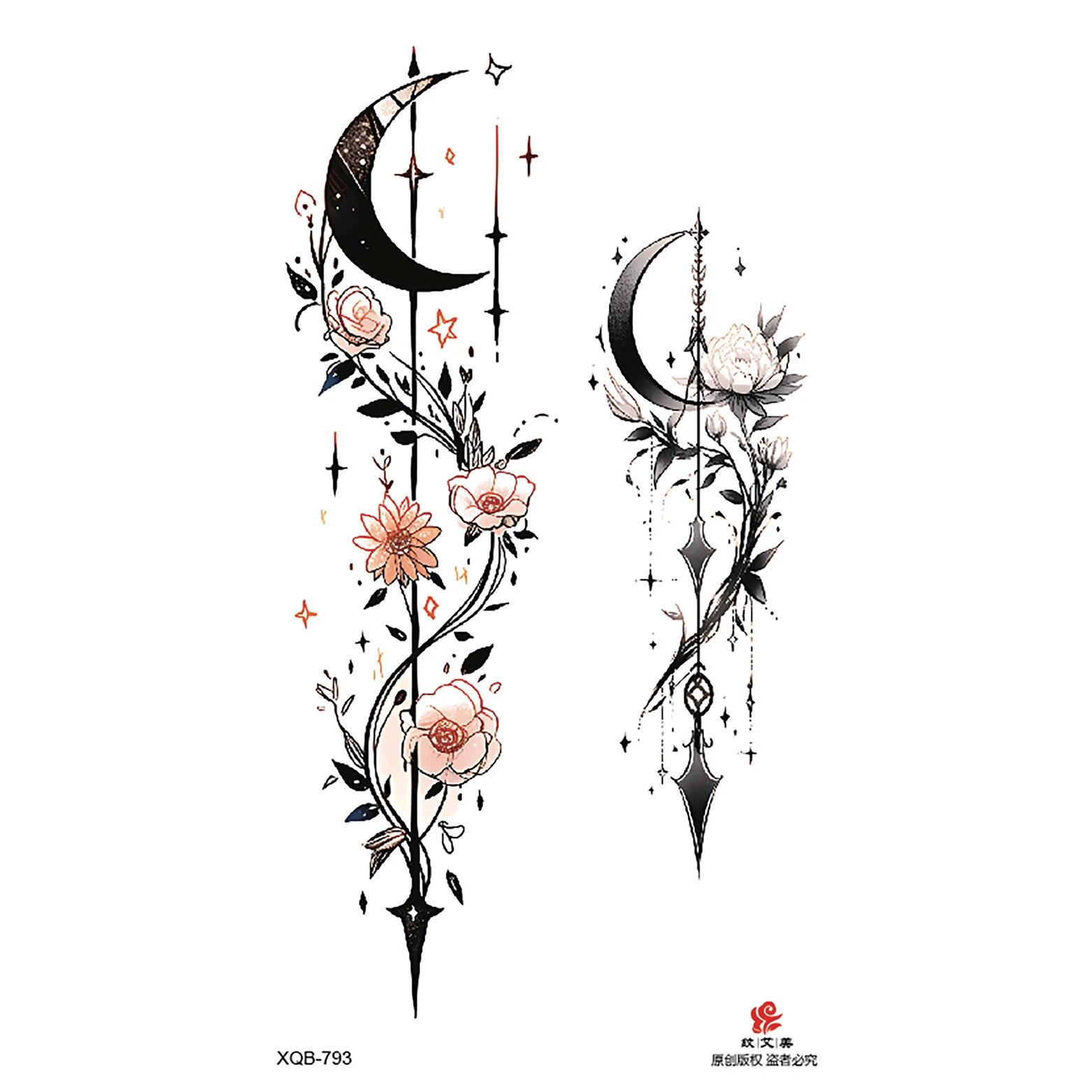 Черный цветок, водостойкая временная татуировка, наклейка, красота, бабочка, роза для женщин, 3D вспышка, боди, рука, моющиеся поддельные татуировки 33-QXQB-793