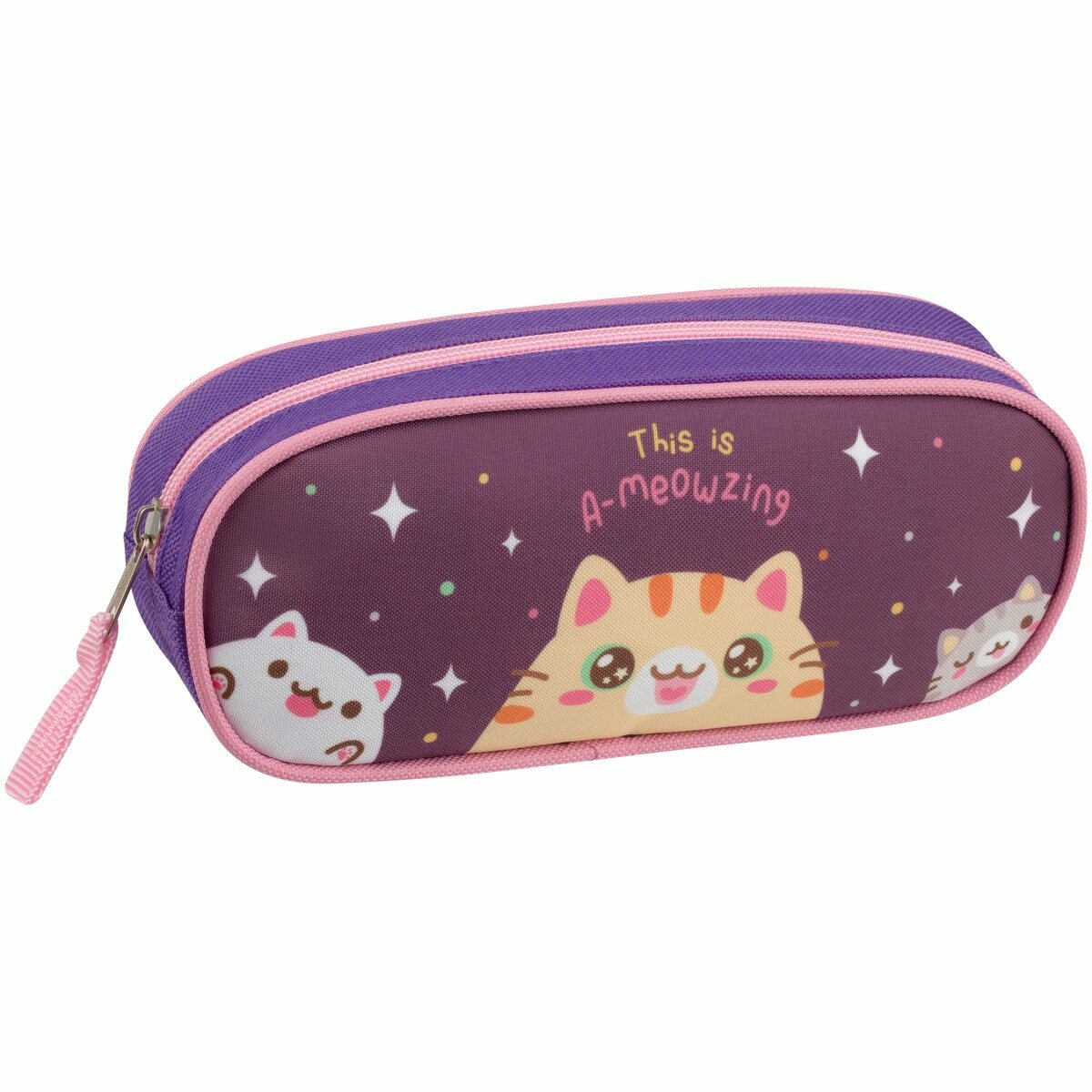 Пенал школьный 1 отделение ArtSpace "Star cats", полиэстер, 210х80х45мм (Sch_57574), 10шт.