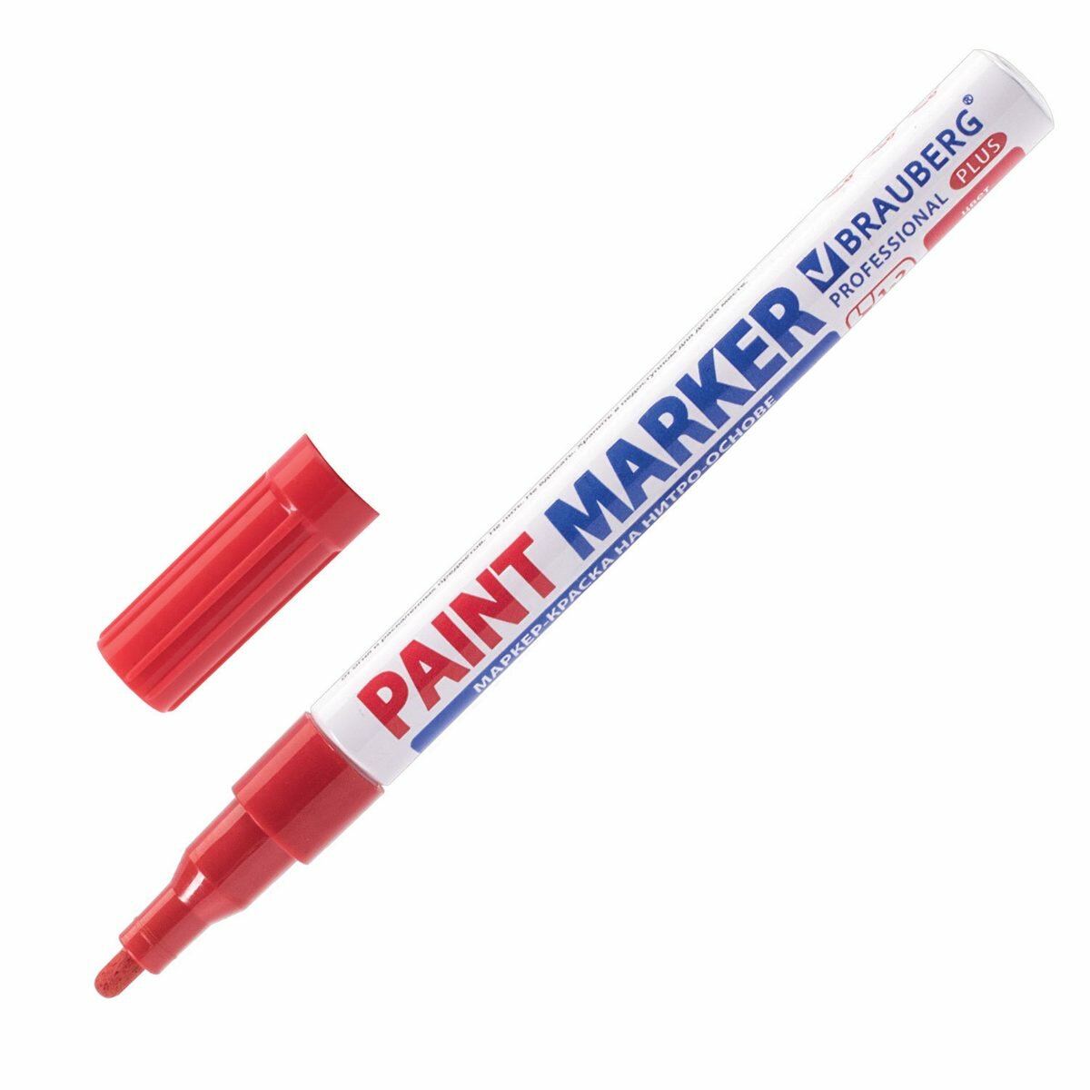 Маркер-краска Brauberg Pro Plus (1-2мм, красный, нитро-основа) алюминий (151440), 12шт.