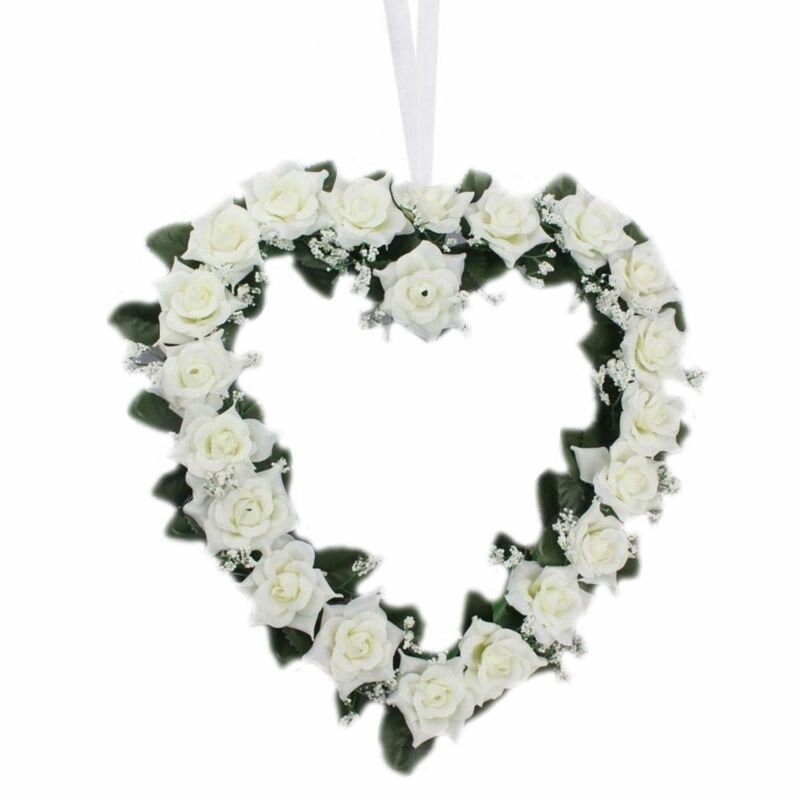 Декоративная гирлянда-путеводитель по свадебной дороге из роз в форме сердца-белый
