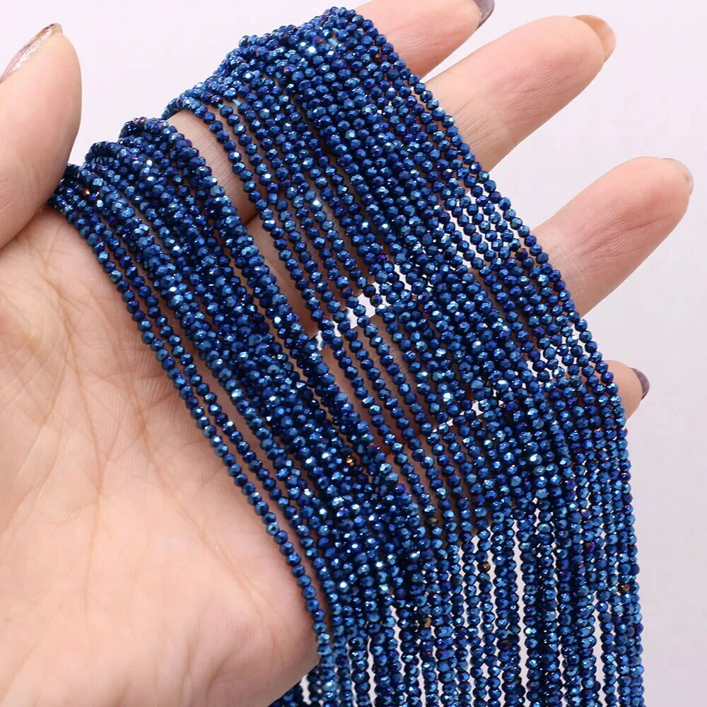 Полихромные бусины шпинель 2 мм, 38 см Синий, 2mm, Синий