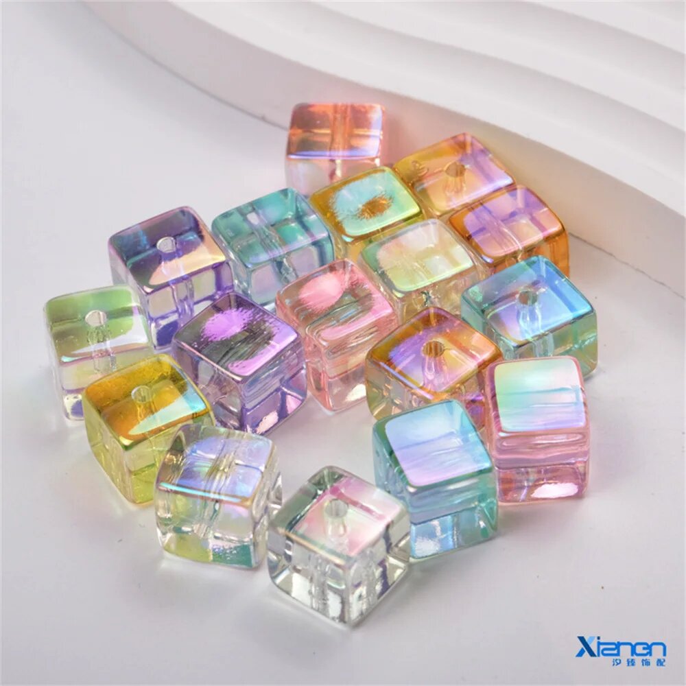 Прозрачные акриловые квадратные бусины CH39 (10 шт.) mix