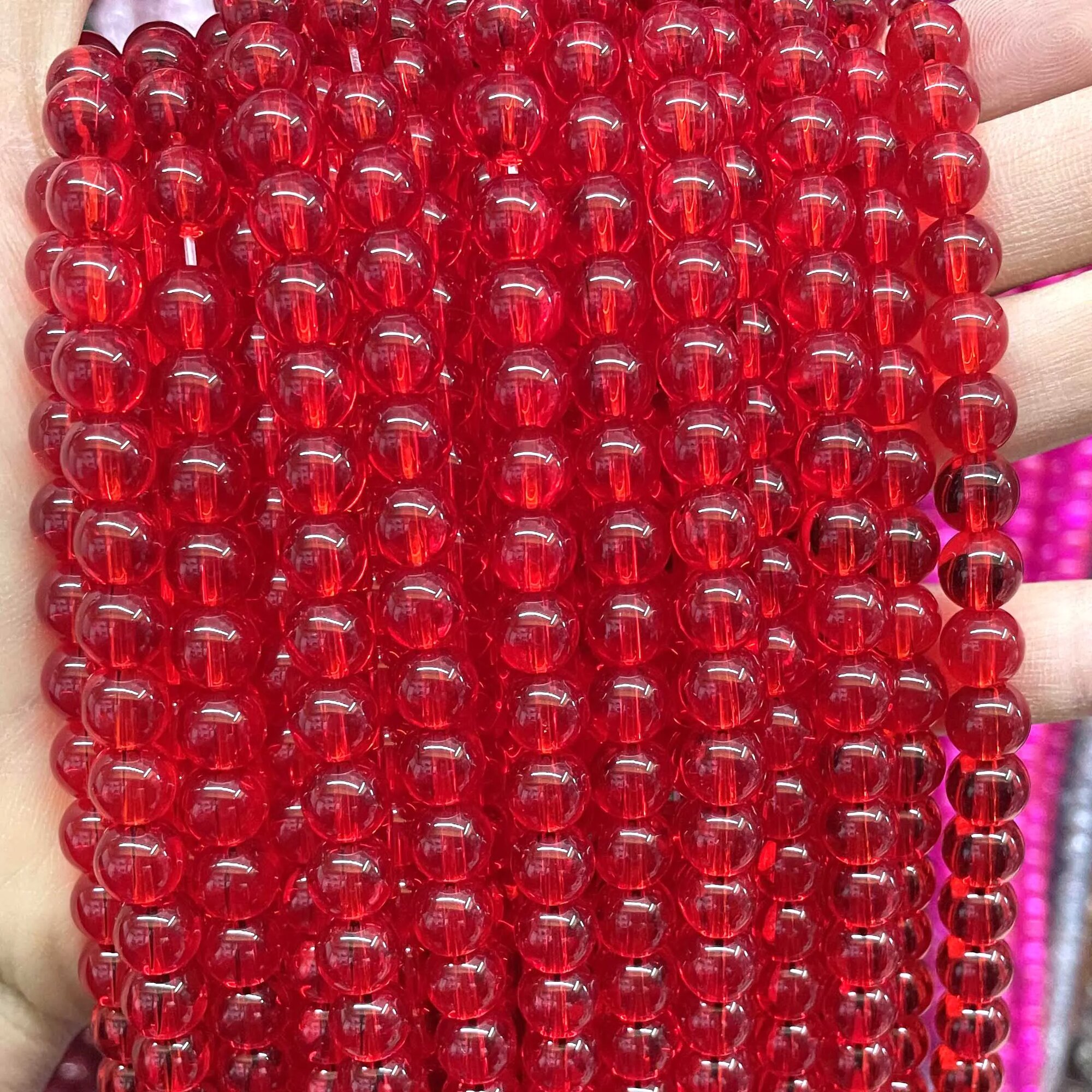 Бусины для браслета SYSRXLR Красный, 8mm 45pcs beads, Red — фото 1