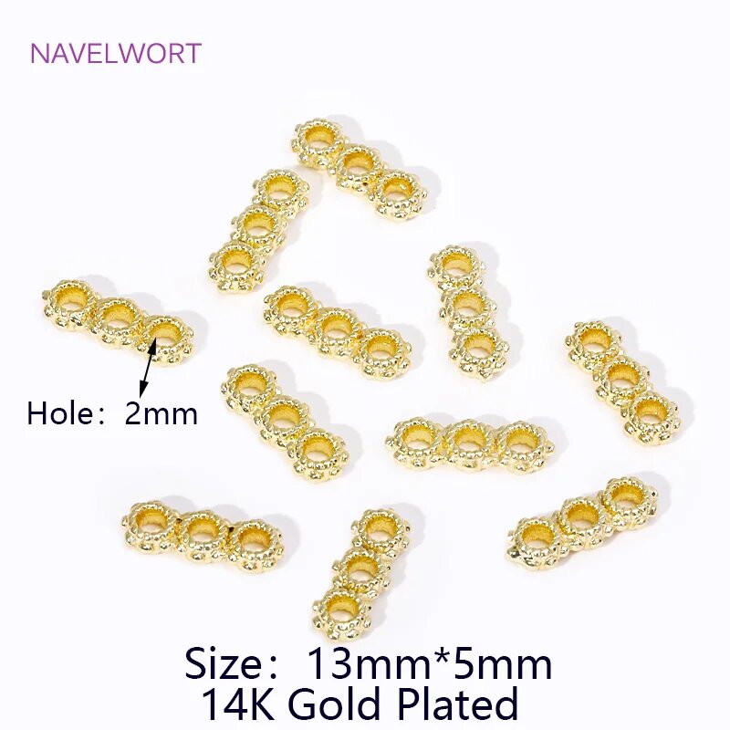 Разделители для бусин NAVELWORT, золотые, латунь, 10 штук 10 pieces, 14K Gold Plated