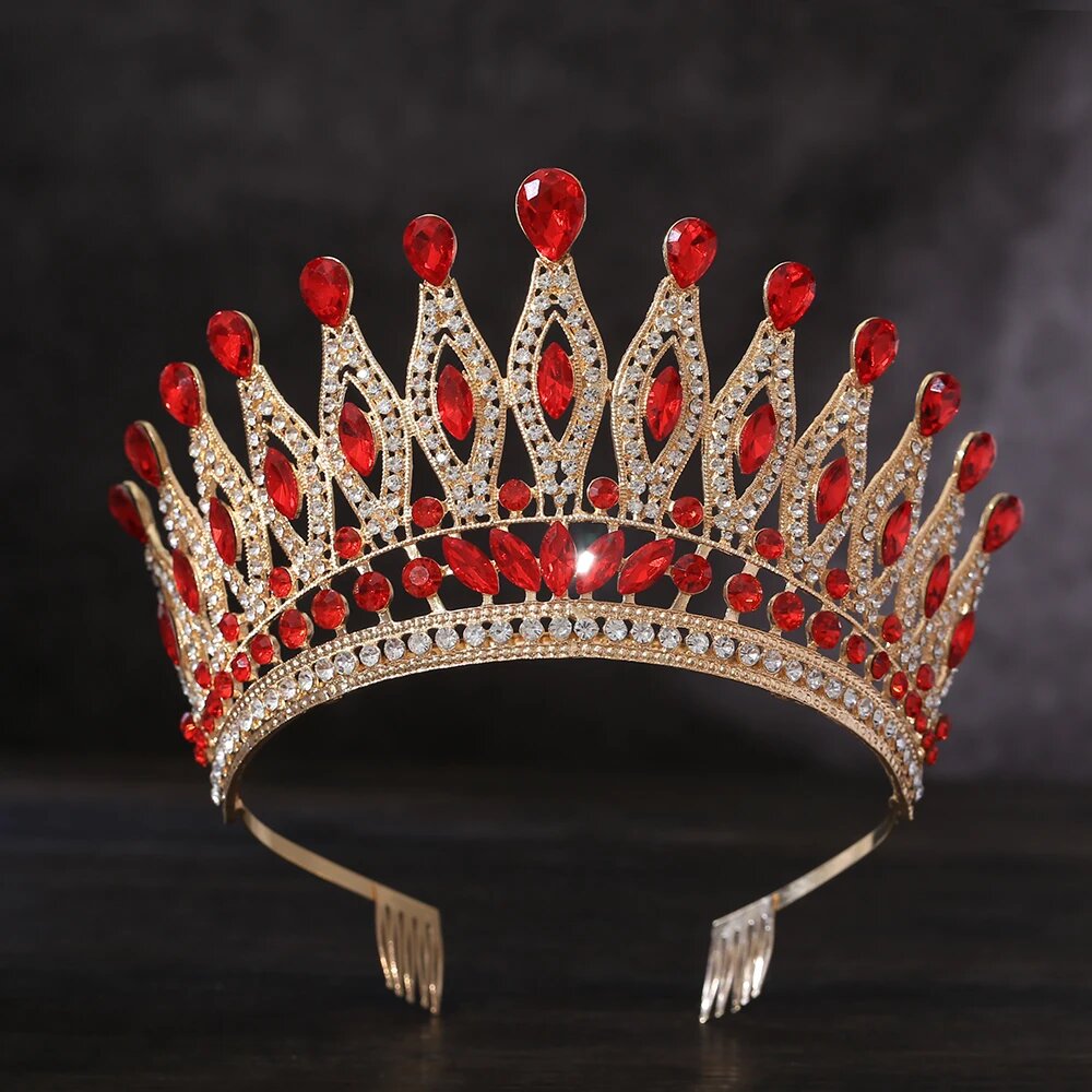 Корона-тиара Gold and red, металлическая