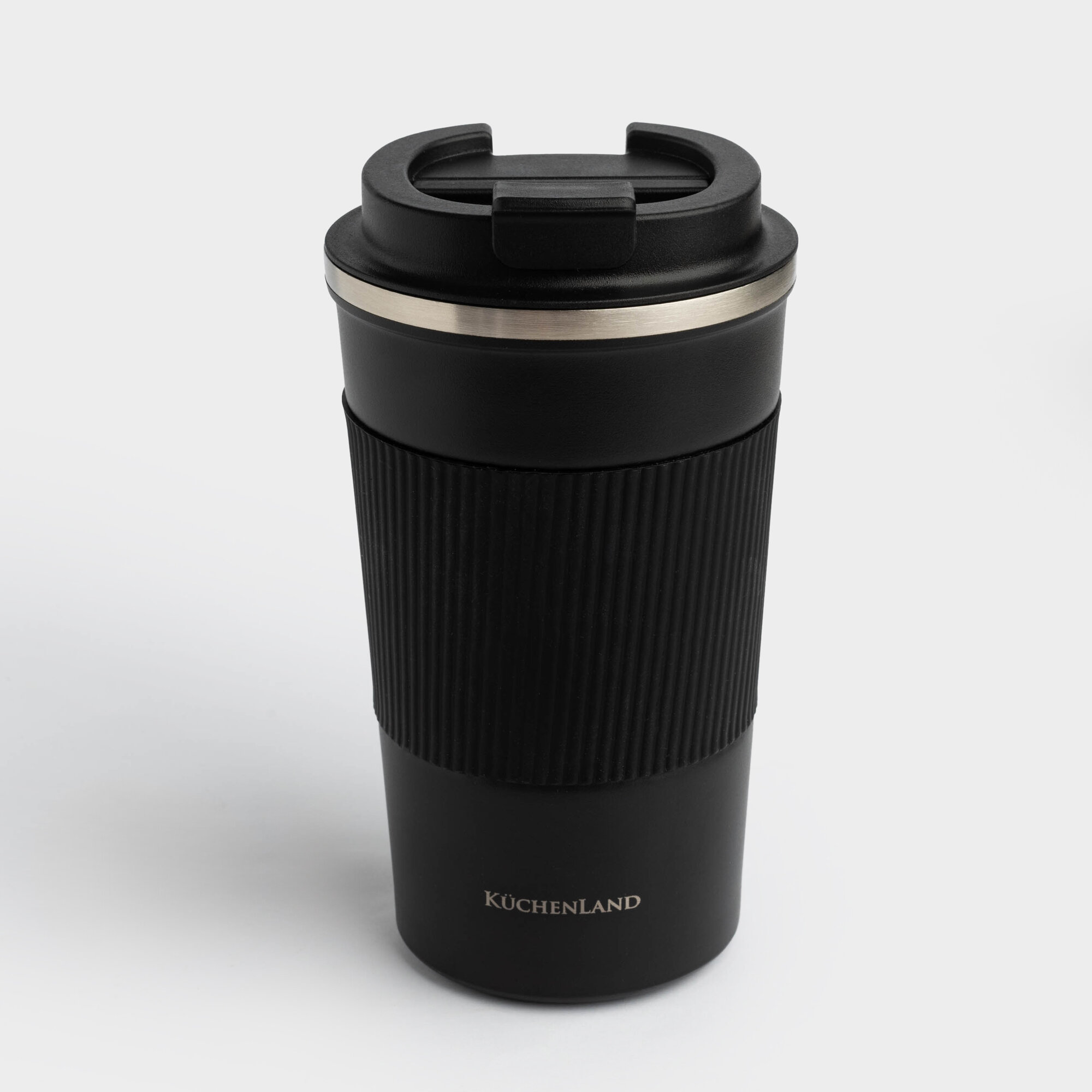 Термокружка, 500 мл, с зарфом, сталь/пластик/силикон, черная, Coffee life