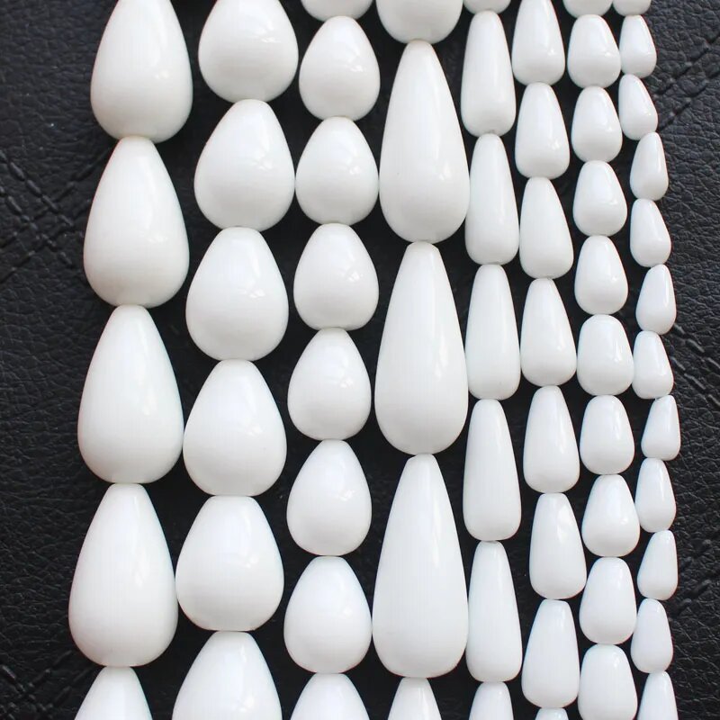 Белые фарфоровые бусины-агаты в форме капли воды 6x10mm 20pcs