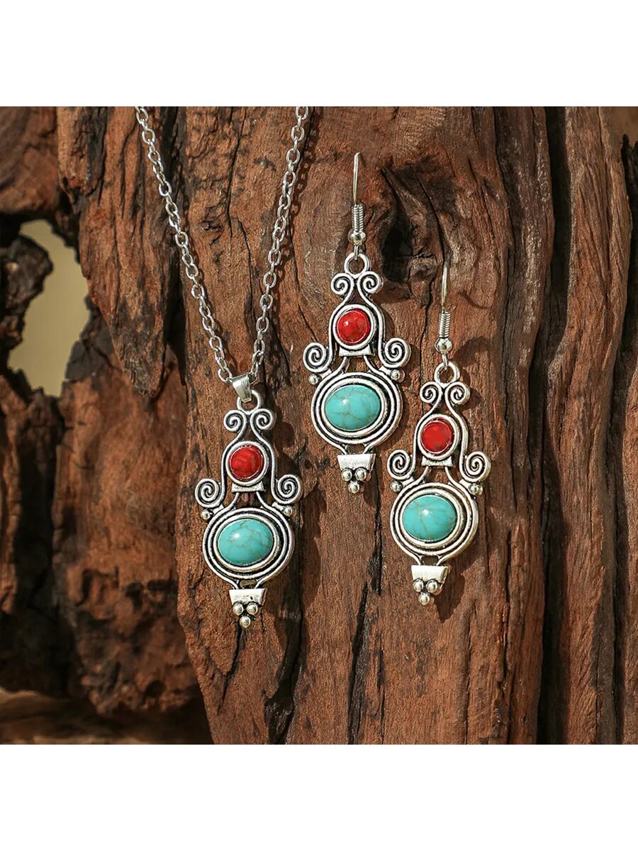 Комплект бижутерии: цепь, бирюза синтетическая