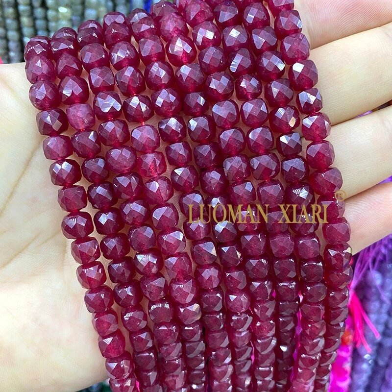 LUOMAN XIARI Солнечный камень халцедон бусины 7-8 мм Бордовый, 7-8mm 44-46pcs, ruby color