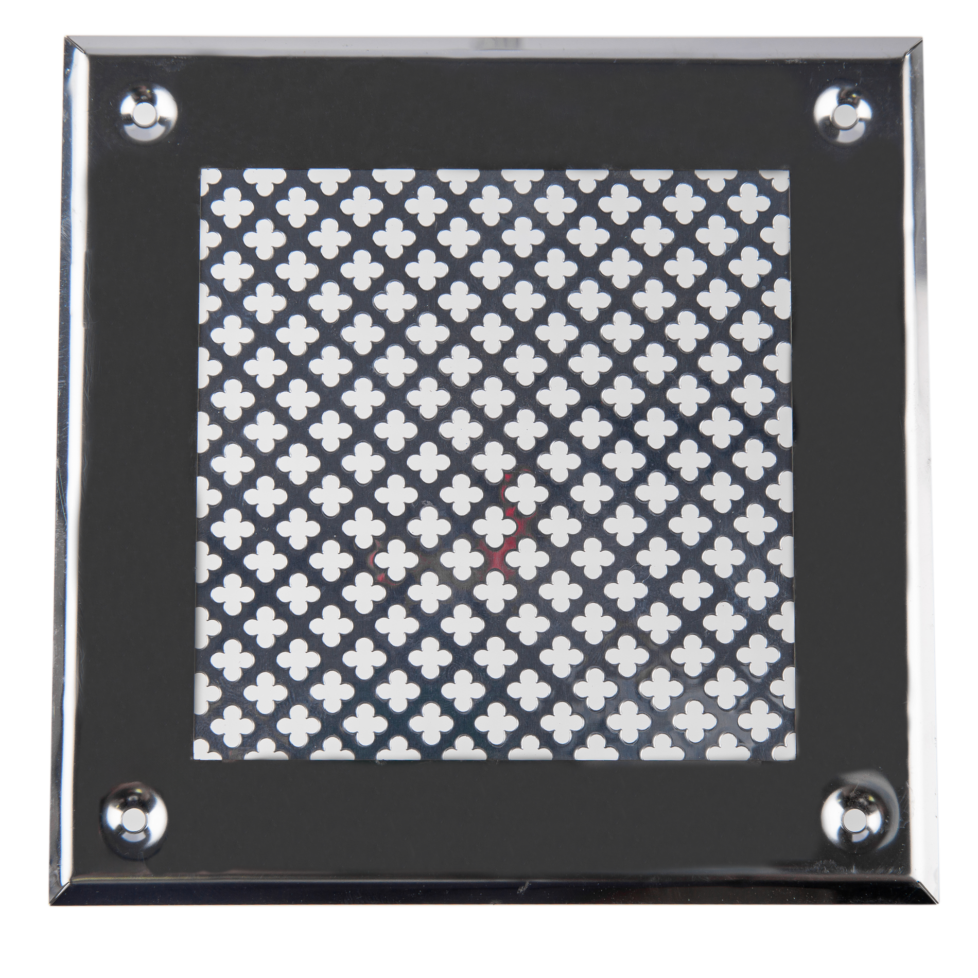 Решетка вентиляционная 150х150мм металлическая на саморезах, цветок, хром