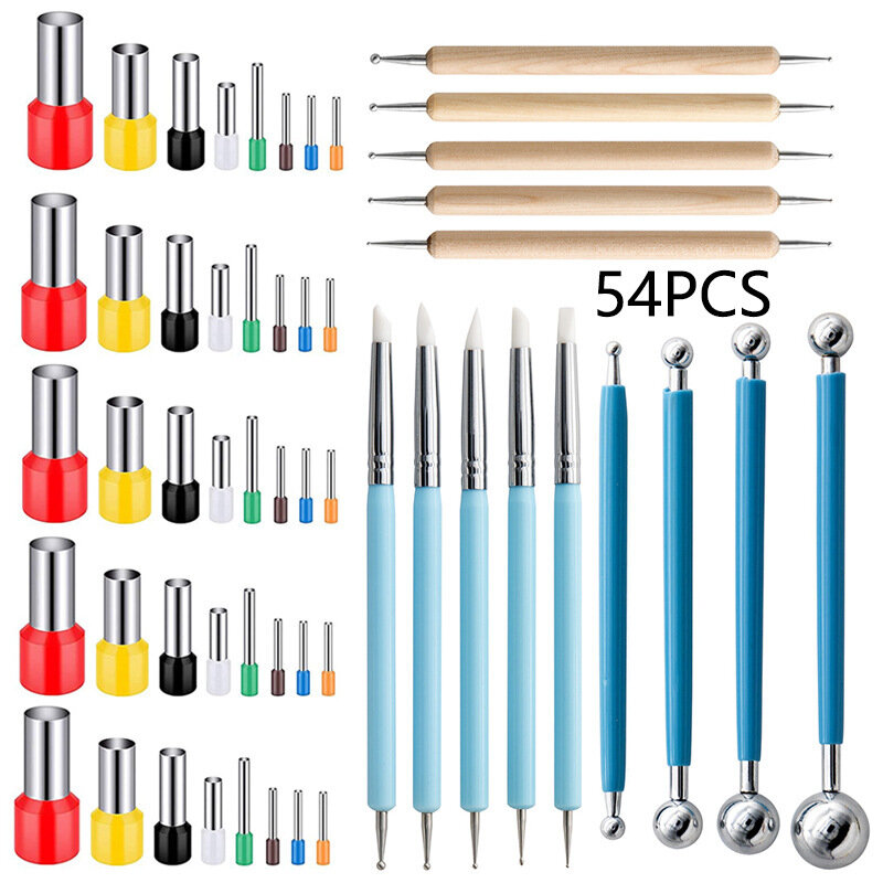 Набор гончарных инструментов, 54 предмета, для керамики, с силиконовой ручкой