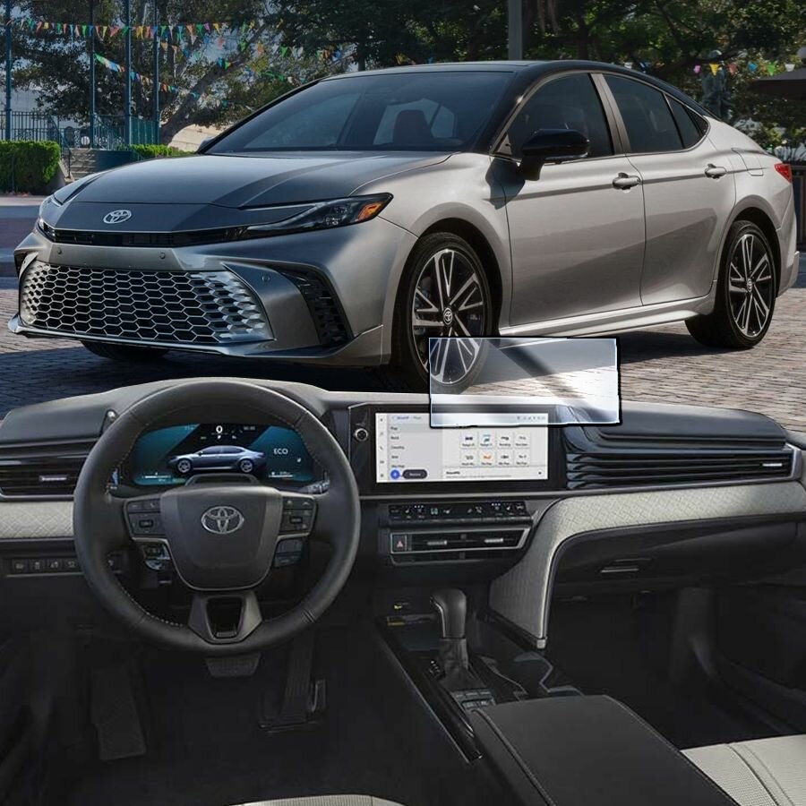 Защитное гибридное стекло Krutoff для экрана мультимедиа Toyota Camry 2025