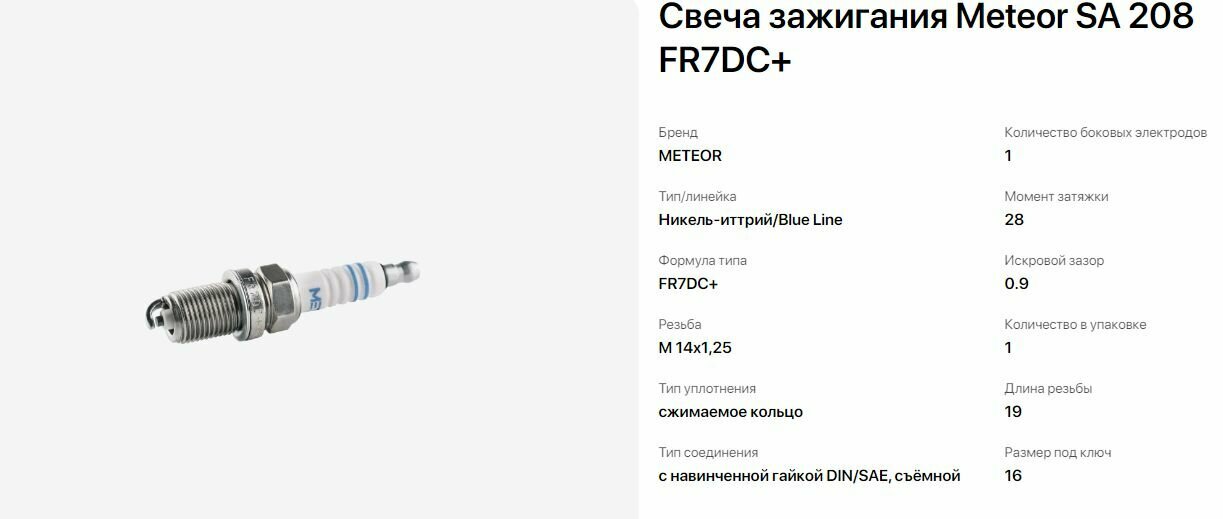 Свечи зажигания метеор LADA Largus 16 клап. дв, Renault двиг. К4М г. Энгельс