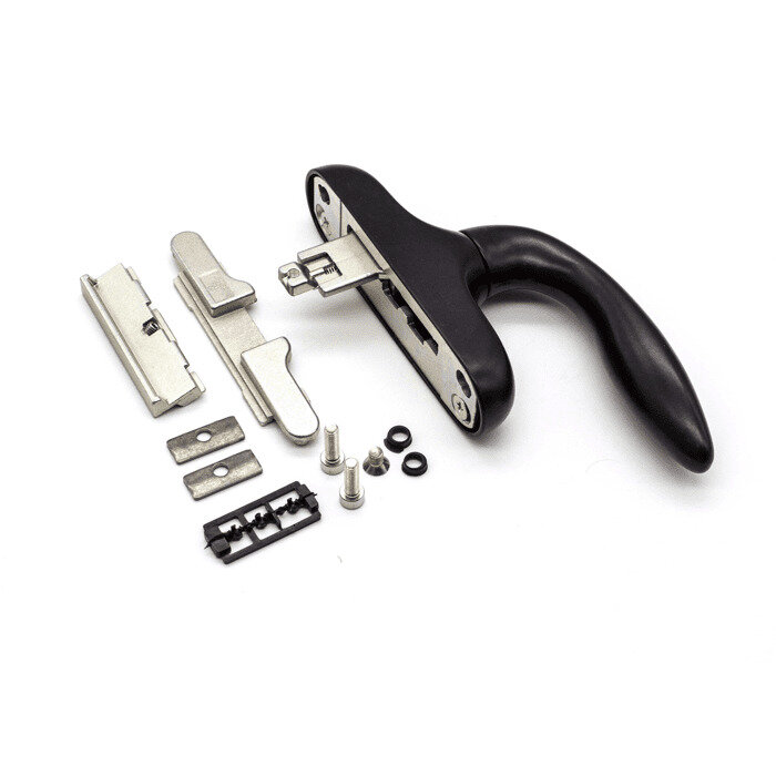 Ручка оконная управляющая универсальная с блокиратором чёрная