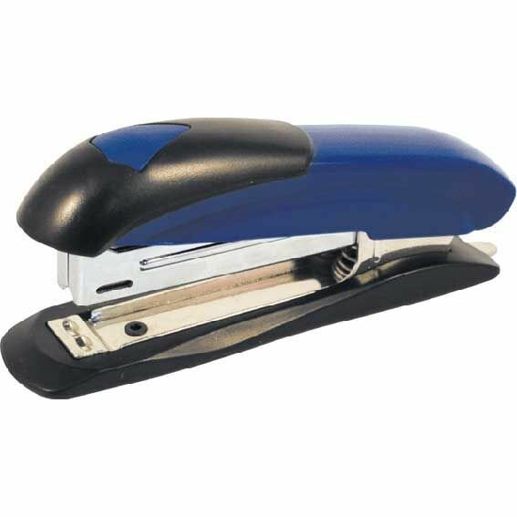 Степлер Attomex №10, 12 листов, металлический, сине-черный, с антистеплером, в картонной коробке (4142372)