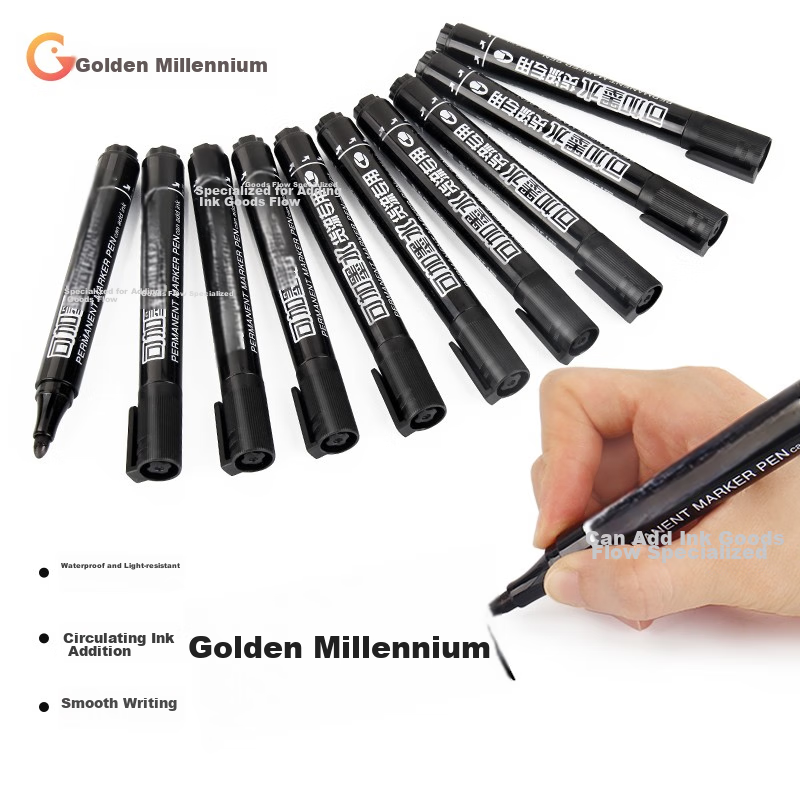 [Back to School Essential] Jin Wanian Logistics Marker Pen, Refillable, Oil-Based Marking Pen, Cargo Pen, Storage Pen, Marker Pen, Box Top Pen, Warehouse Pen - Black G-0906