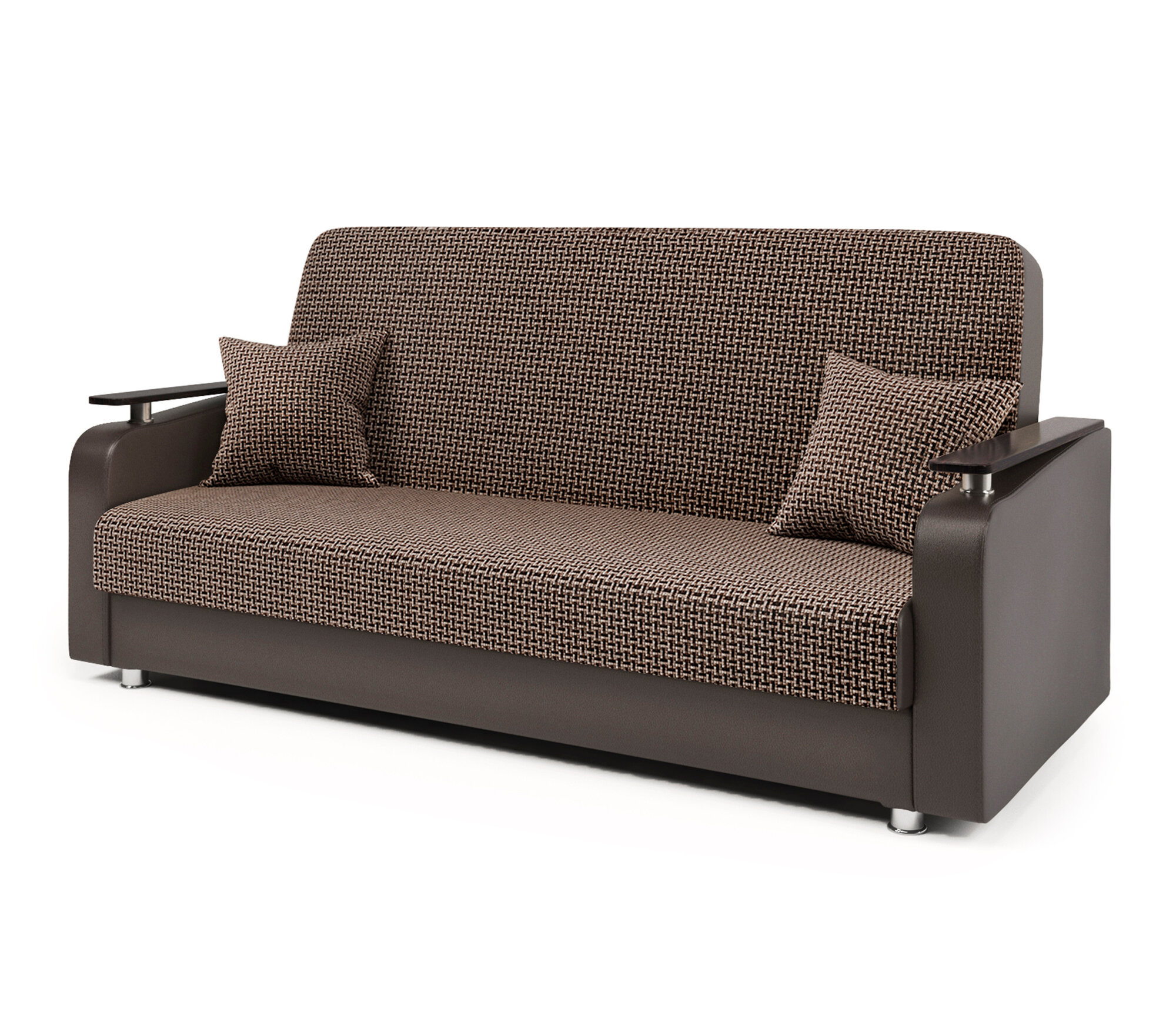 Диван-кровать Шарм-Дизайн Мелодия ДП №1 120х190 см, диван раскладной, книжка, Корфу коричневый и экокожа шоколад