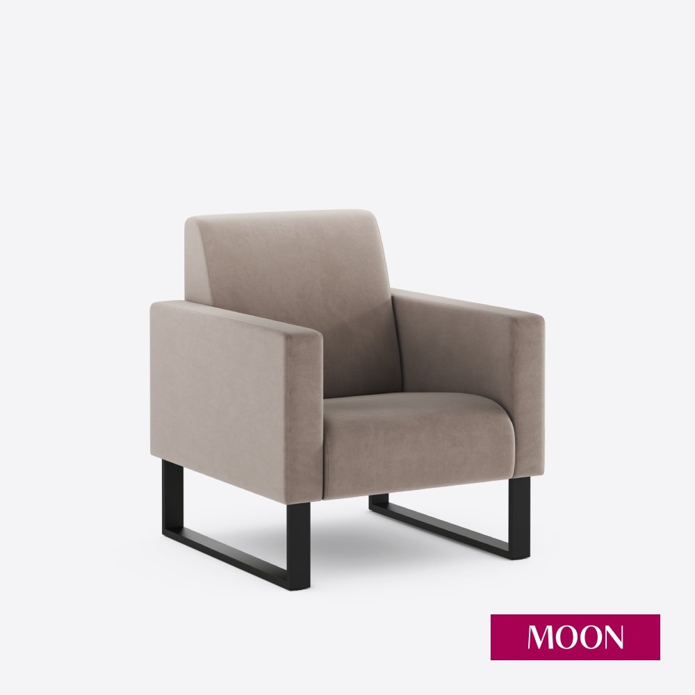 Кресло MOON 158 нераскладное, велюр, цвет бежевый, 76*84*91, эксклюзивная высокоэластичная пена (UniqFoam).
