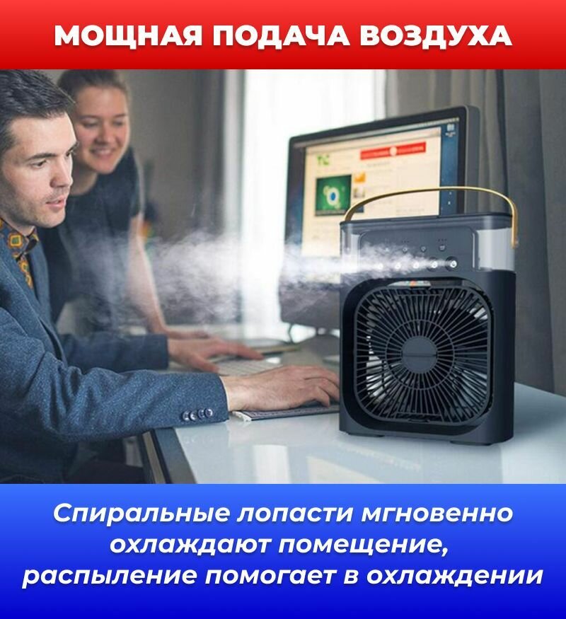 Вентилятор с функцией увлажнения воздуха, снижает температуру, 3 скорости — фото 1
