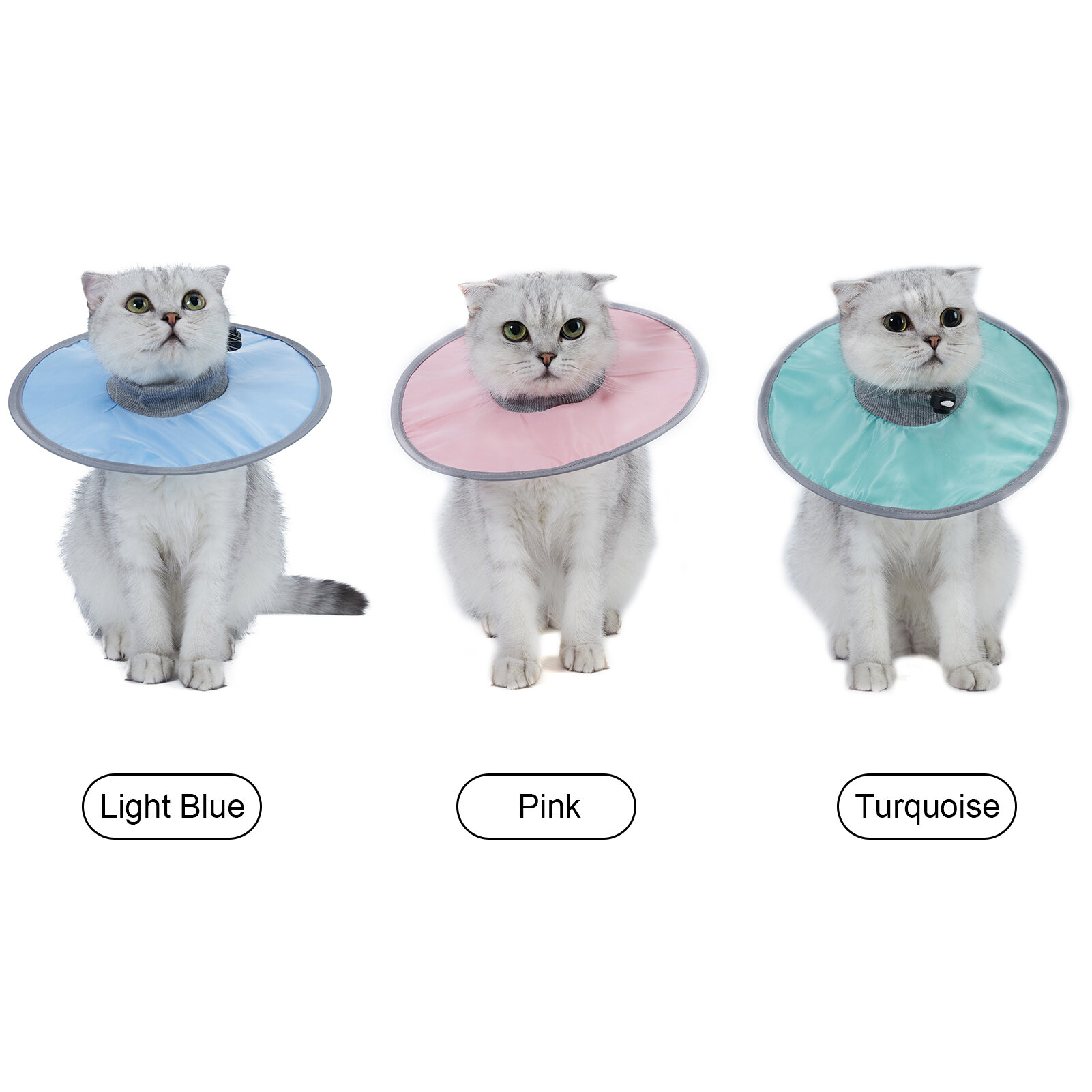 Конусный воротник для кошек от вылизывания, регулируемый, с ребристой шеей, для восстановления.