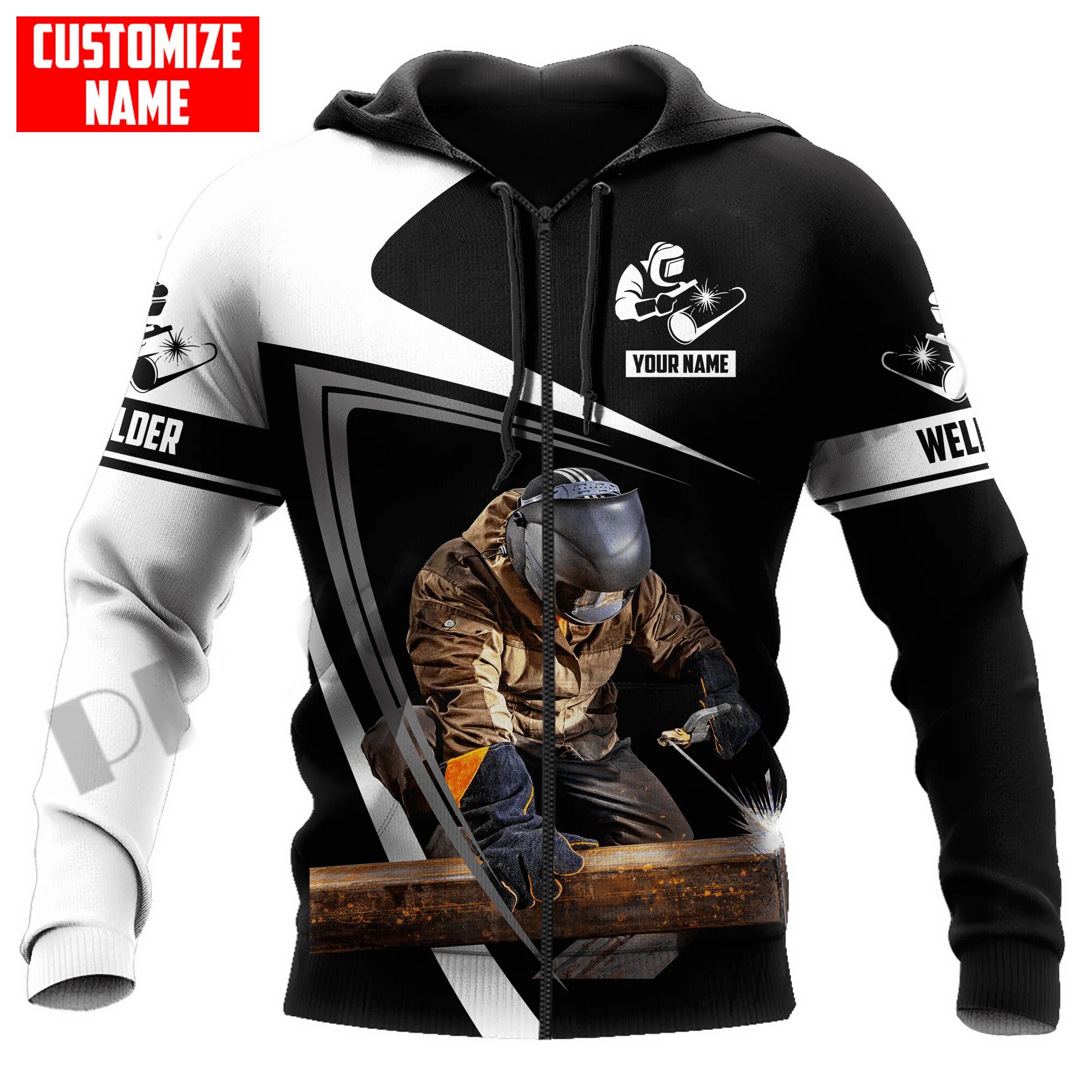Толстовка с капюшоном для сварщика, размер M, Zip Hoodies