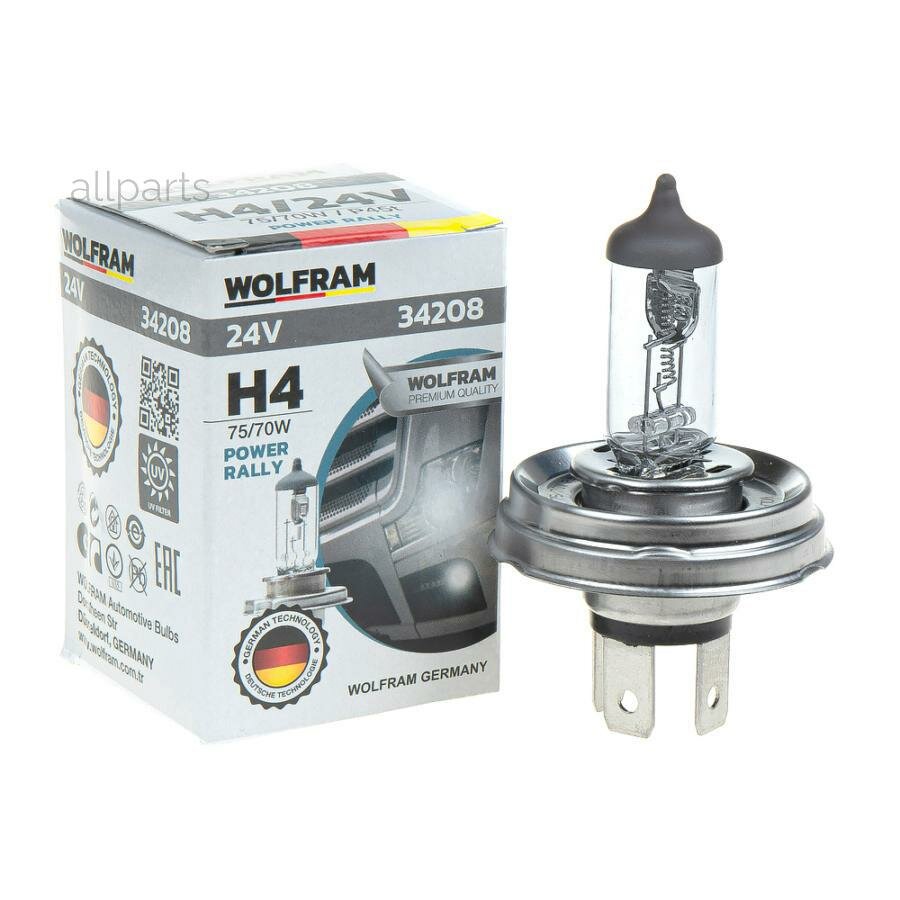 WOLFRAM 34208 Лампа 24V H4 75/70W P45t WOLFRAM HALOGEN BULB 1 шт. картон 34208