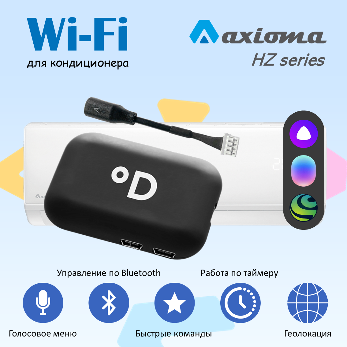 Wi-Fi модуль для кондиционера Axioma ASX серии HZ с поддержкой DAICHI Comfort и голосовых помощников Алиса, Маруся и Салют