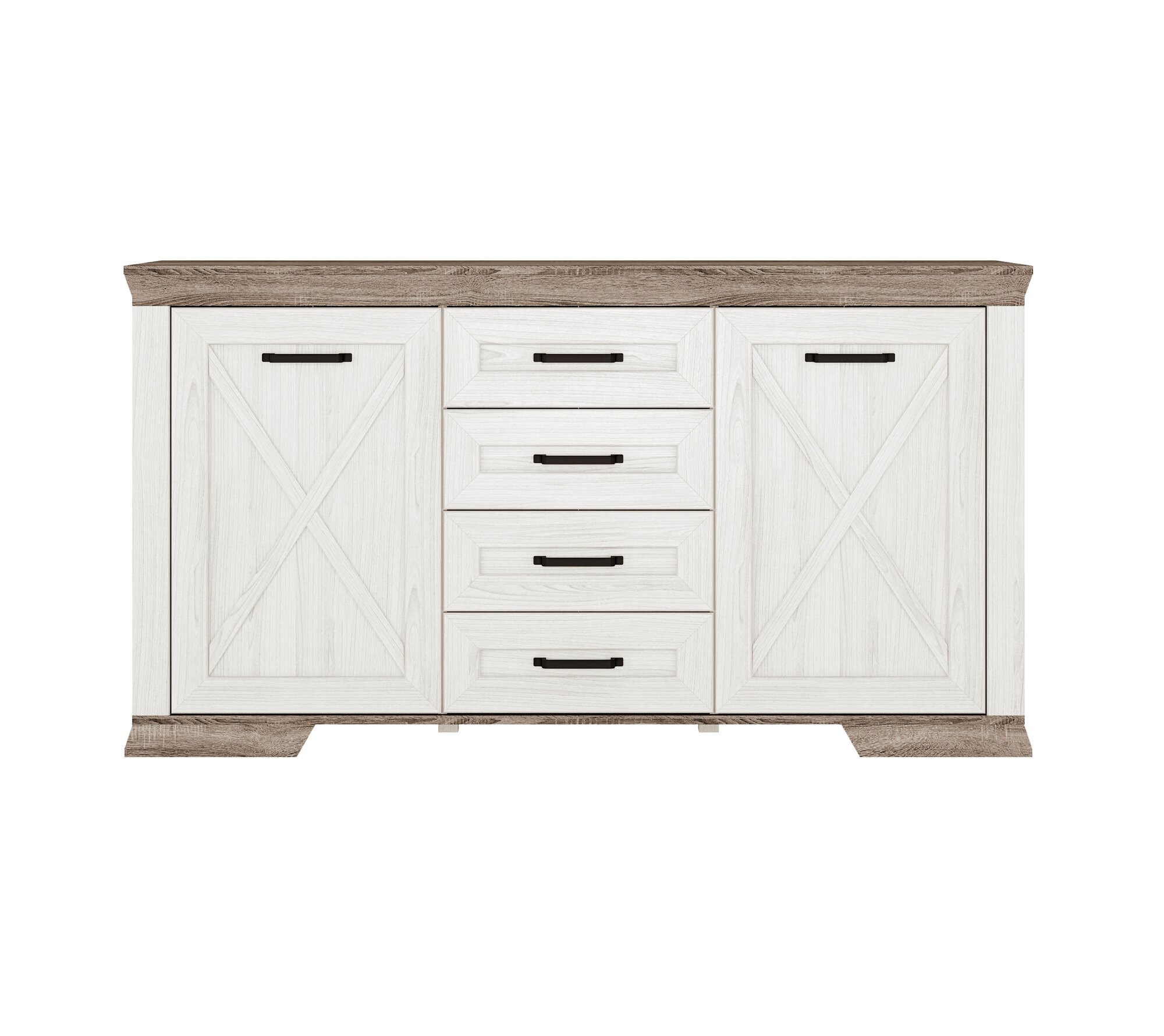 Комод БРВ Мебель MARSELLE KOM2D4S Ясень снежный/Дуб сонома темный