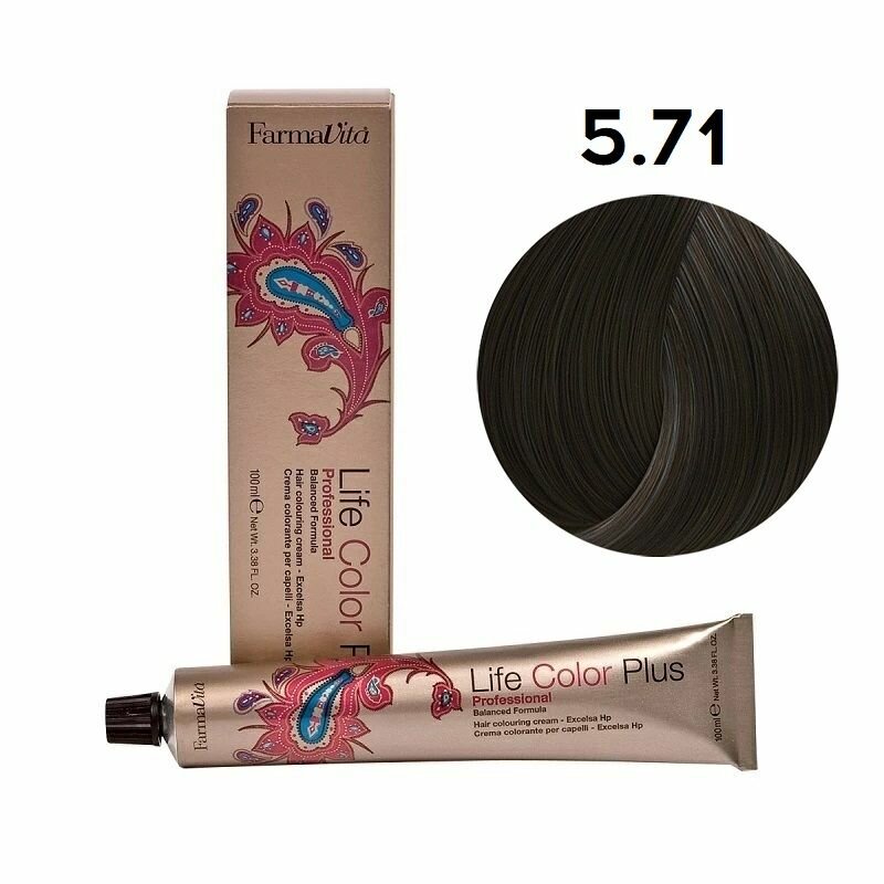 Farmavita Краска-крем для волос Life Color Plus 5.81 Средний коричневый кашемир пепельный