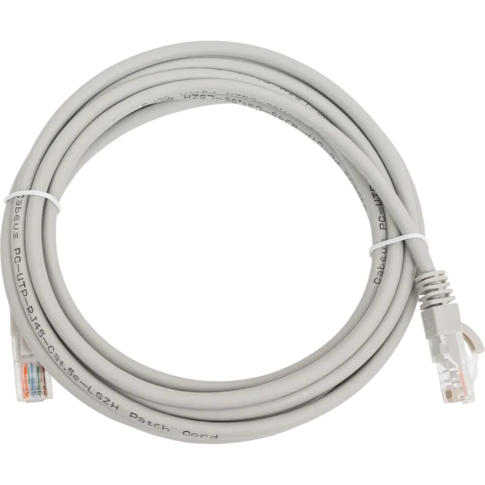 Неэкранированный, Cabeus, патч-корд Cabeus U/UTP, категория 5е, 2xRJ45/8p8c, серый, LSZH, 3м PC-UTP-RJ45-Cat. m-LSZH