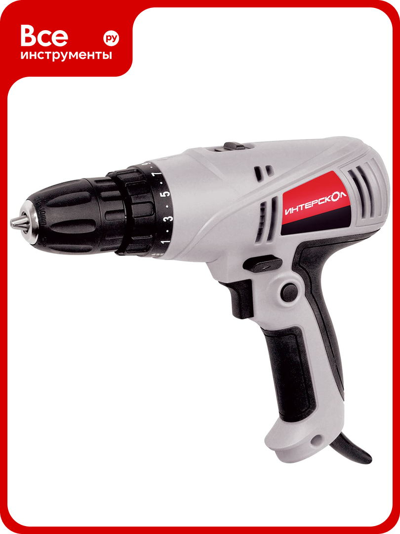 Сетевая дрель-шуруповерт ИНТЕРСКОЛ ДШ-10/260Э2 211.1.1.00 для бытовой эксплуатации