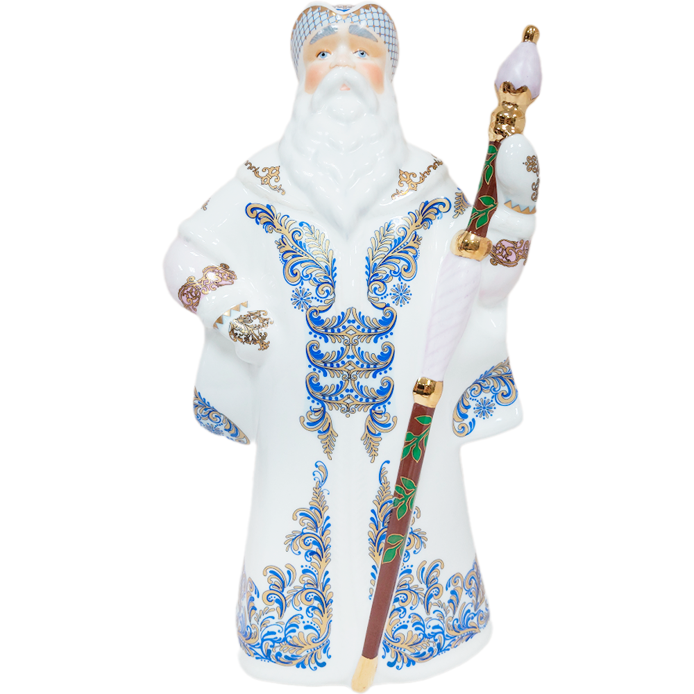 Фарфоровая фигурка ручной работы "Дед Мороз", с золотом
