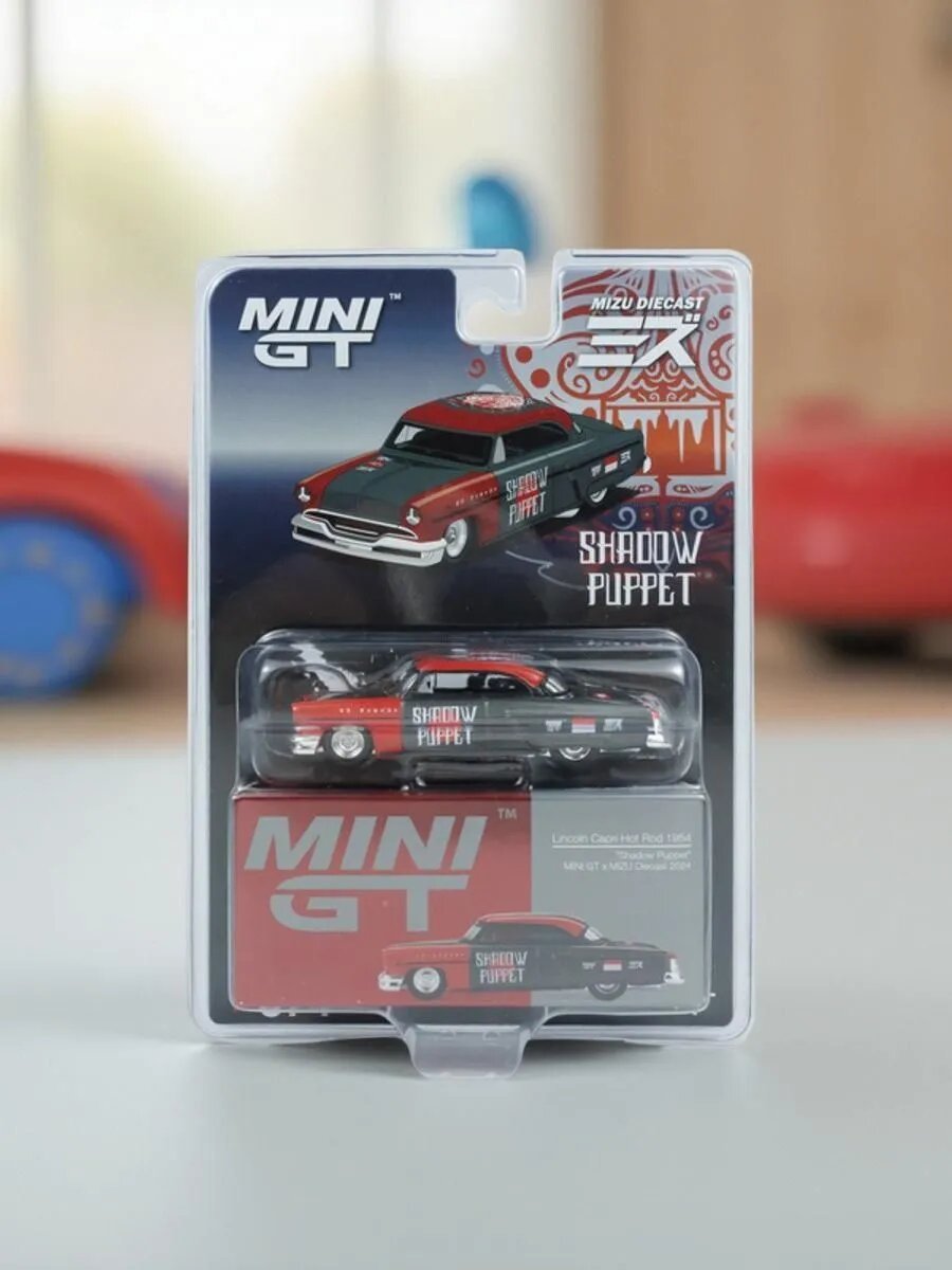 Машинка MINI GT 1/64 #874 Lincoln Capri Hot Rod 1954 Shadow Puppet Blister Packaging Die-cast Alloy Car Model Collection Gift