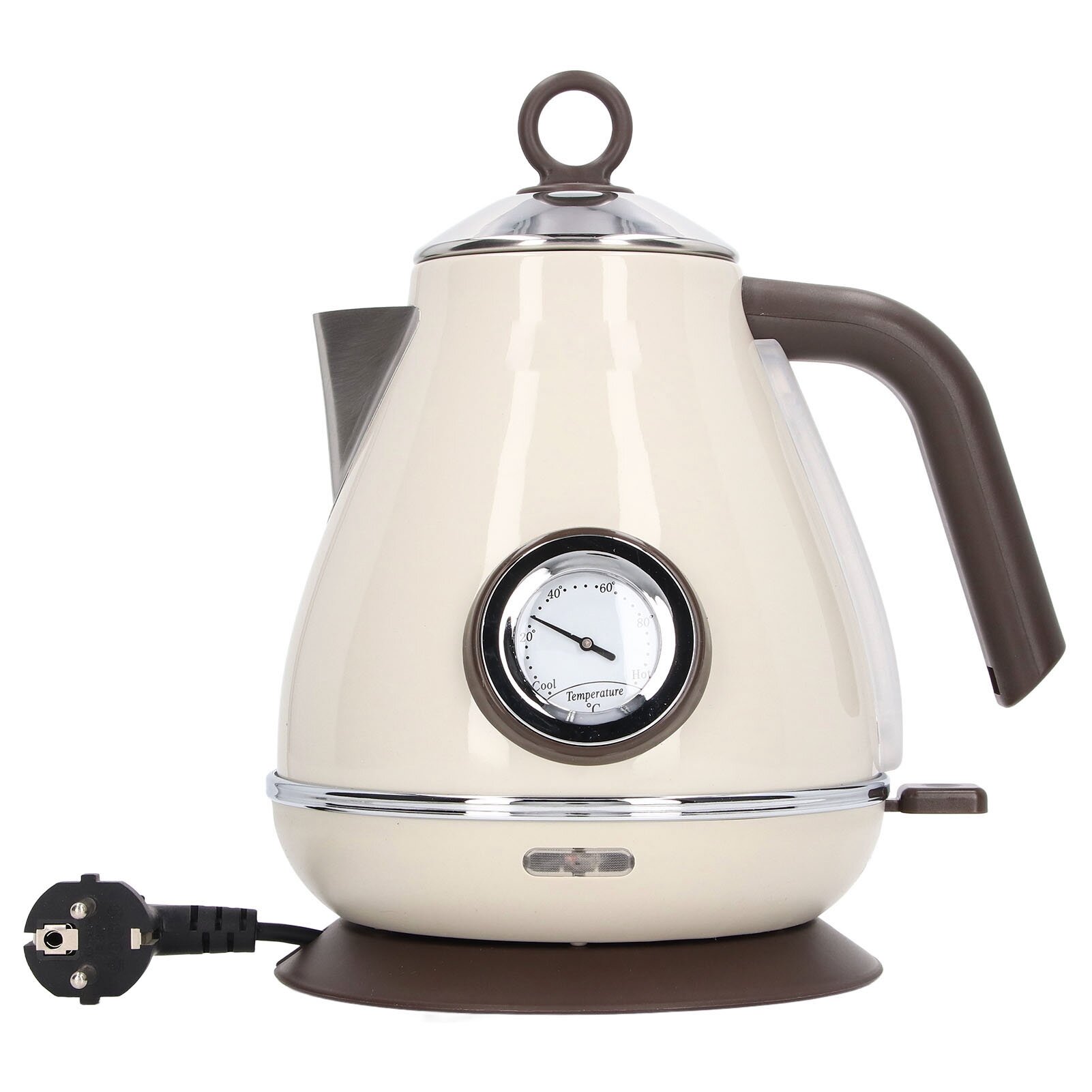 Электрический чайник с дисплеем температуры, электрический чайник с краской в стиле ретро с вращающимся на 360 градусов основанием, вилка европейского стандарта, 220 240 В, белый цвет