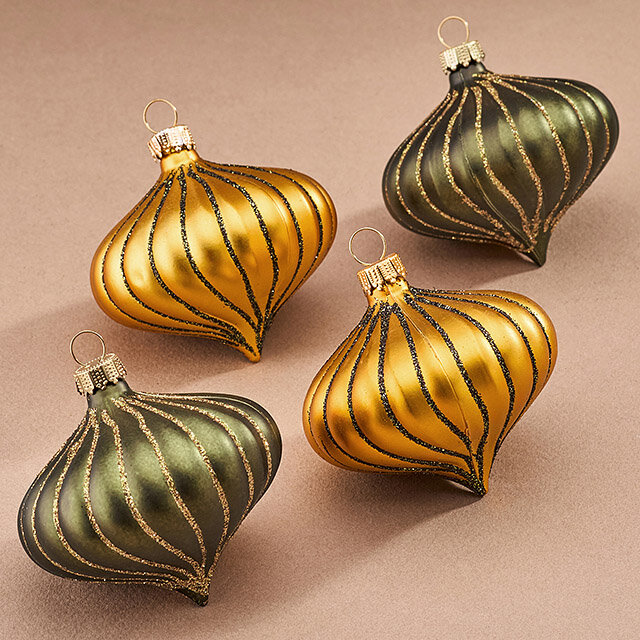 Елочные игрушки Луковки - Калавино 8 см золотой, 4 шт, Winter Deco, 1000585