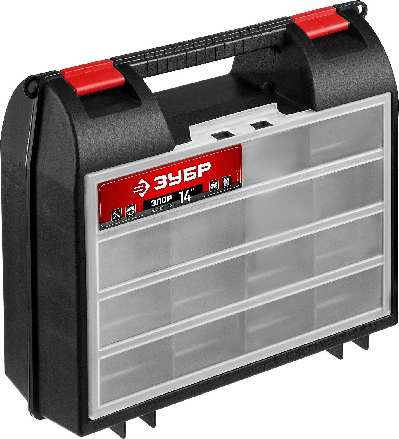 Ящик для инструментов ЗУБР ЭЛОР-14, 360х323х145 мм, пластиковый, Профессионал