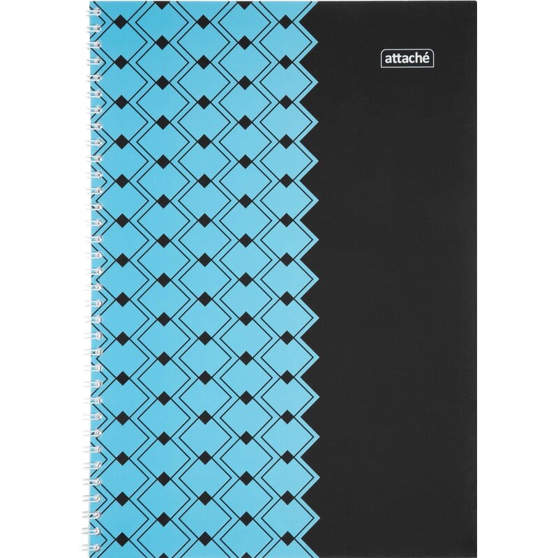 Бизнес-тетрадь А4 60л Attache Персия Голуб/Черн клет, 65г, греб, ВД-лак